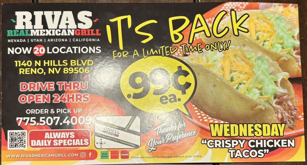 Rivas Real Mexican Grill - NV 89506 | United Tribes